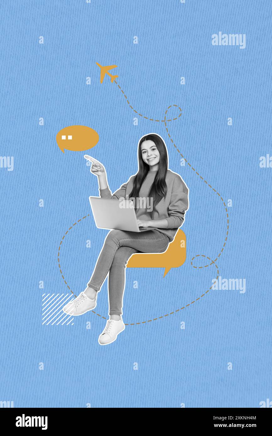 Photo cartoon comics sketch collage picture of charming girl getting ...