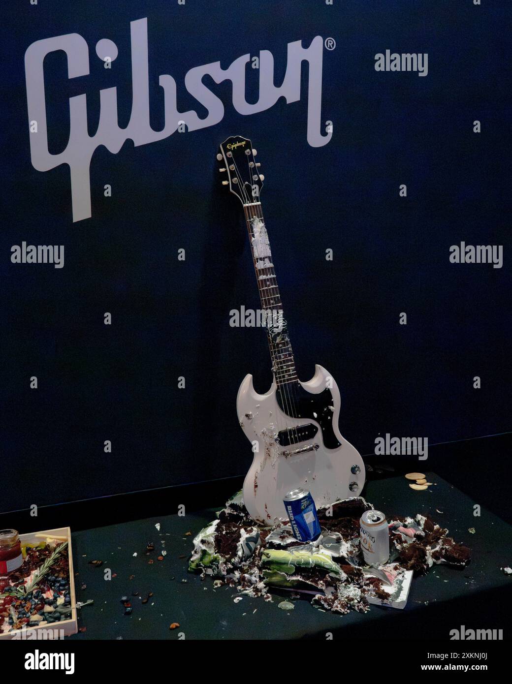 July 23, 2024, Hollywood, California, USA: YUNGBLUD's signature guitar ...