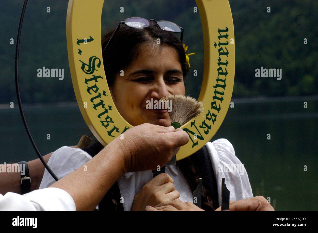 a person smelling with his nose, human perceiving smells and scents a ...