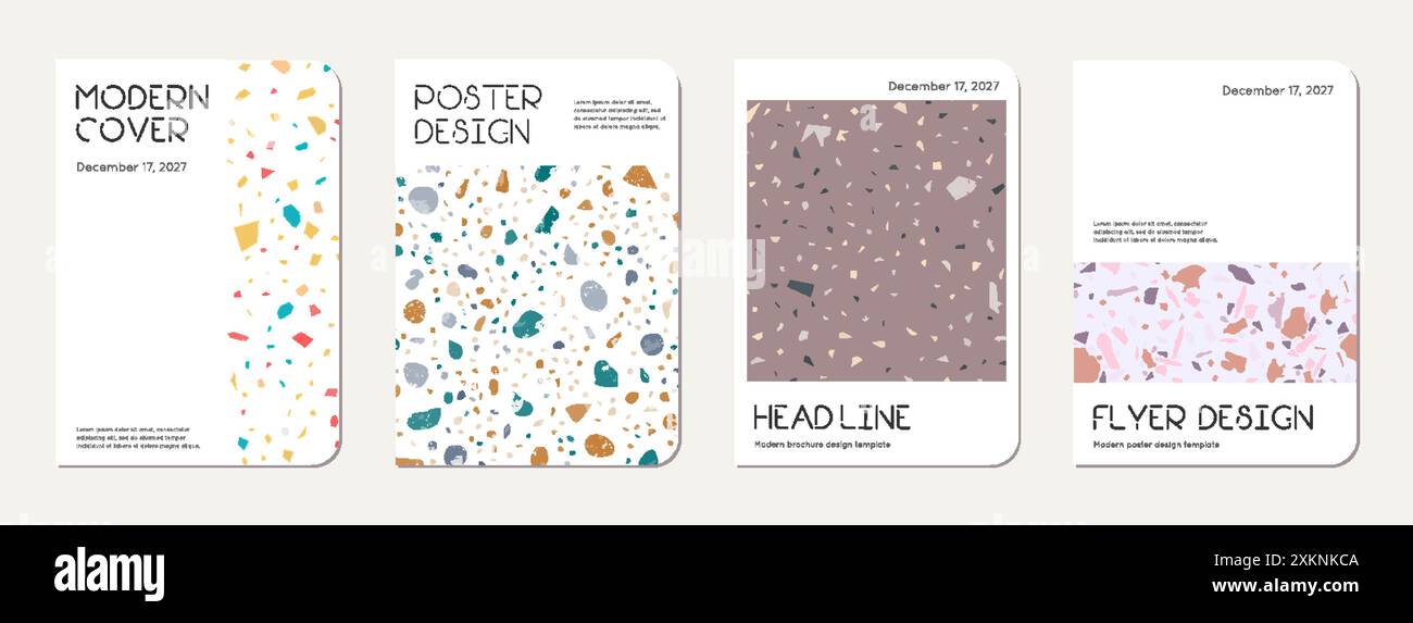 Notepad cover design. Terrazzo abstract background made of natural ...