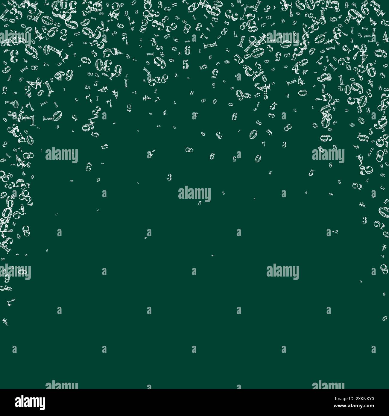 School math notebook cover. White chalk numbers floating in the air ...