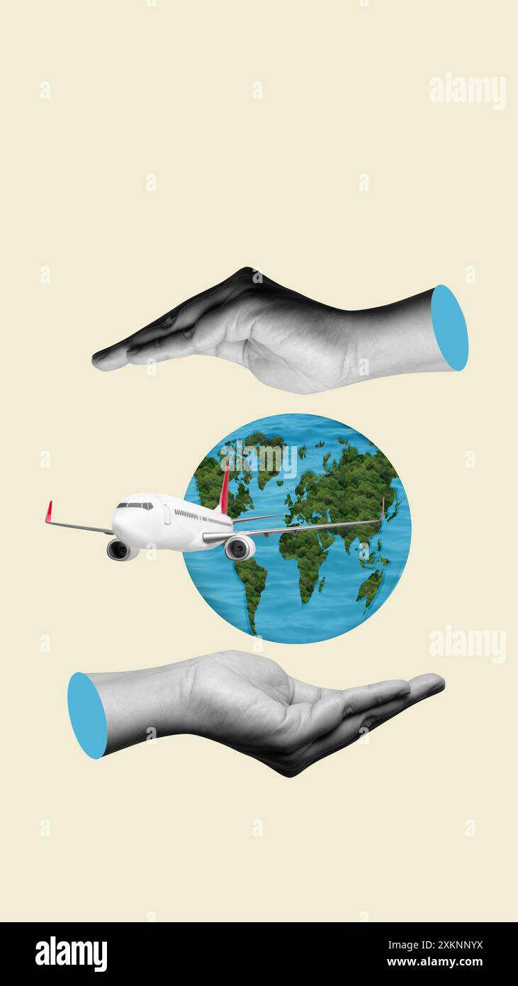Airplane flying over world map hi-res stock photography and images - Alamy
