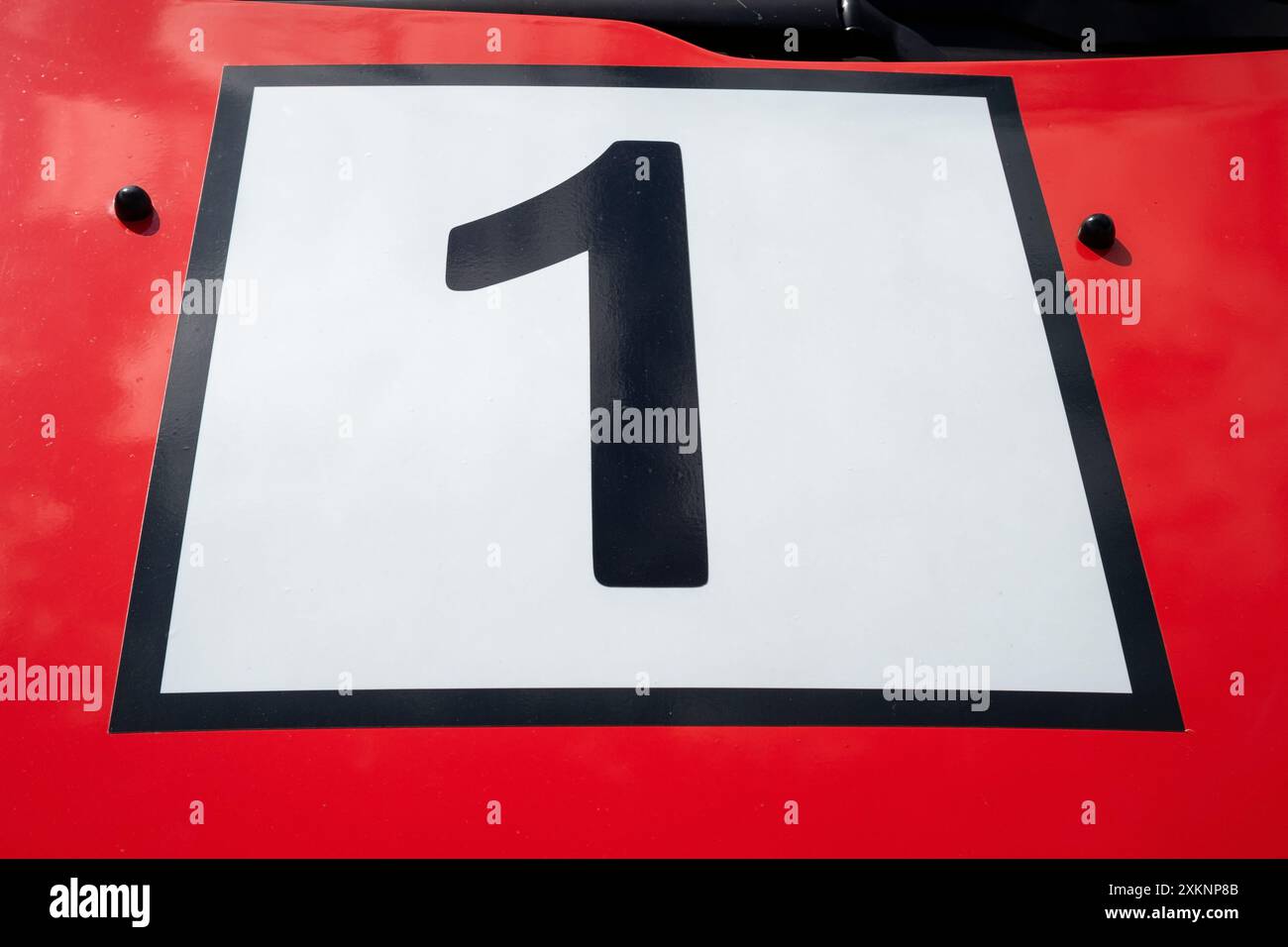 number 1 sticker on car hood Stock Photo - Alamy