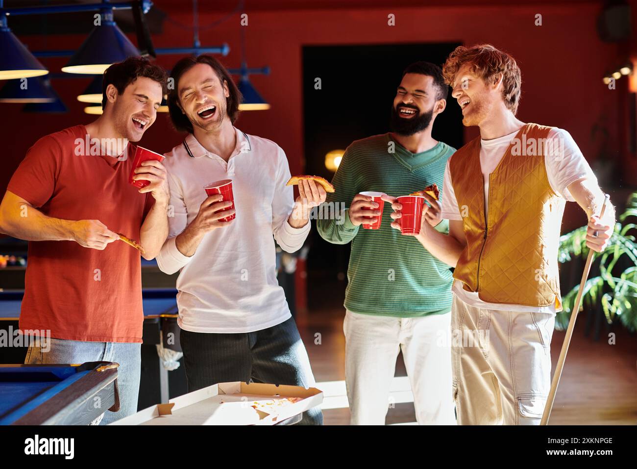 Group friends playing billiards hi-res stock photography and images - Alamy