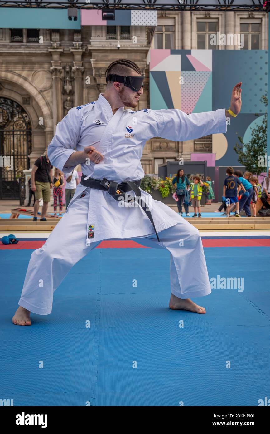 Paris, France - 07 23 2024: Paris city hall. View of the The games ...