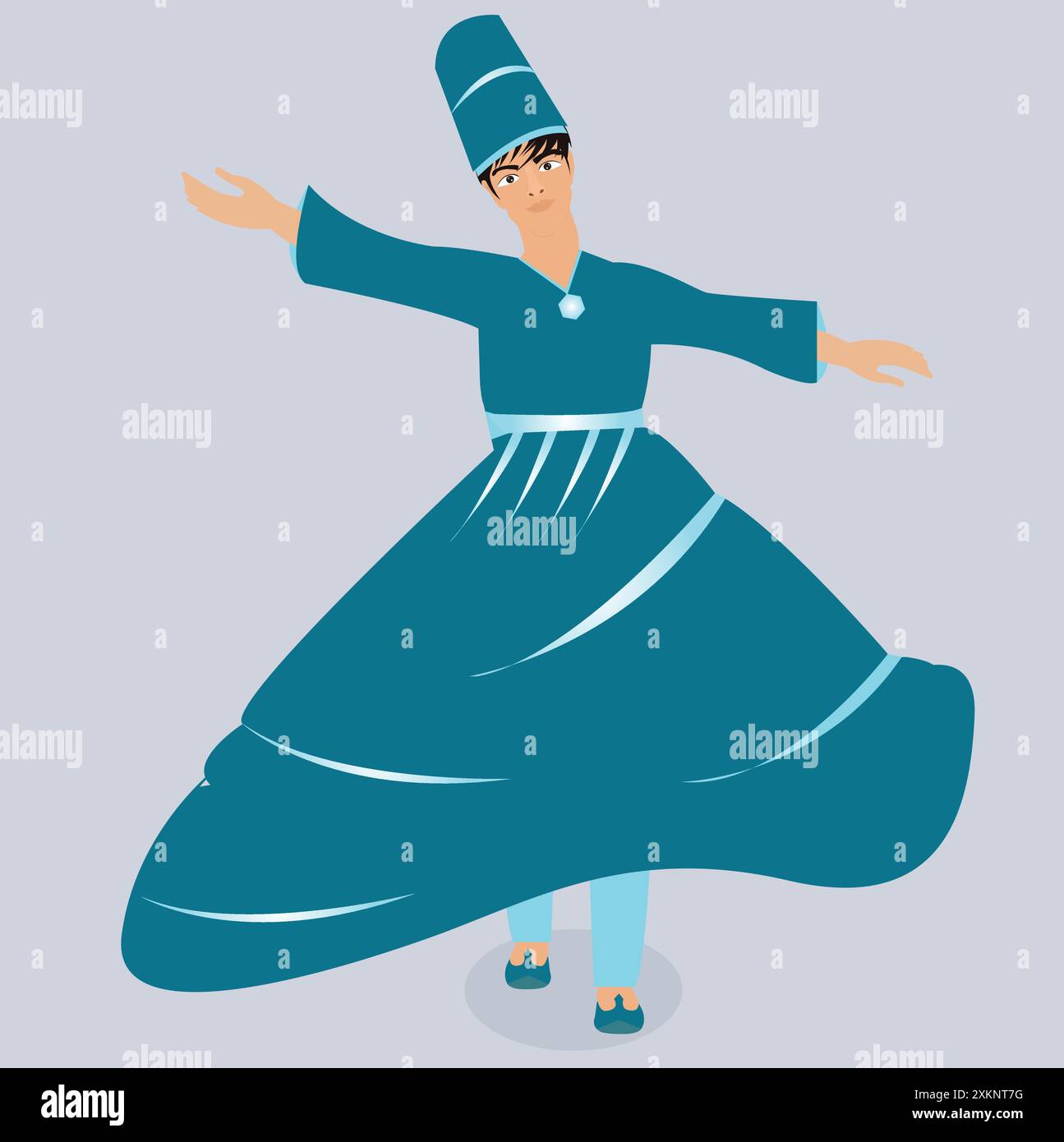 Vector illustration of dervish dancer doing dervish whirling dance ...