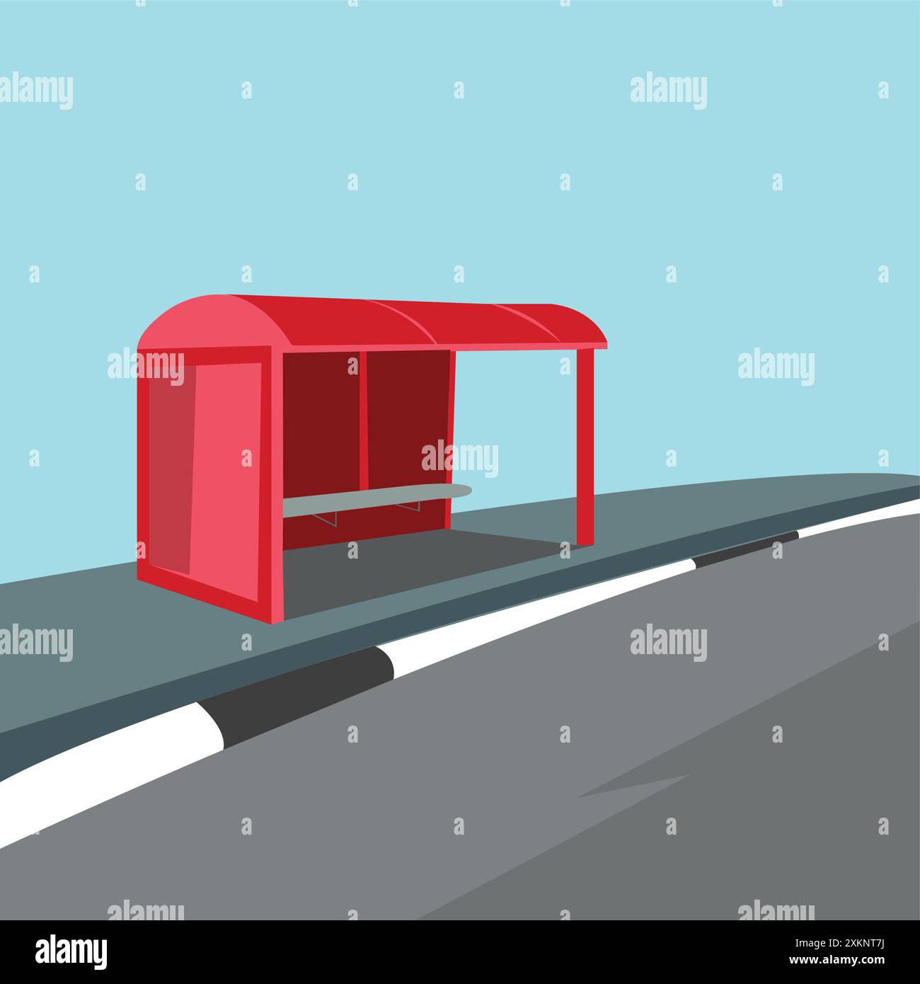 Bus stop vector with bench cabinet on roadside Stock Vector Image & Art ...