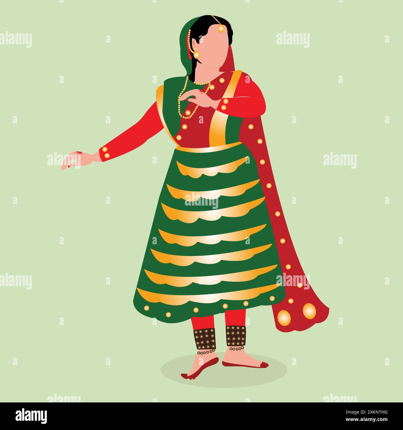 Vector illustration of classical dancer wearing traditional dress and ...
