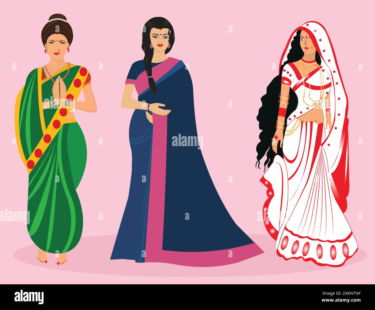 Vector set of Indian women in saree Stock Vector Image & Art - Alamy