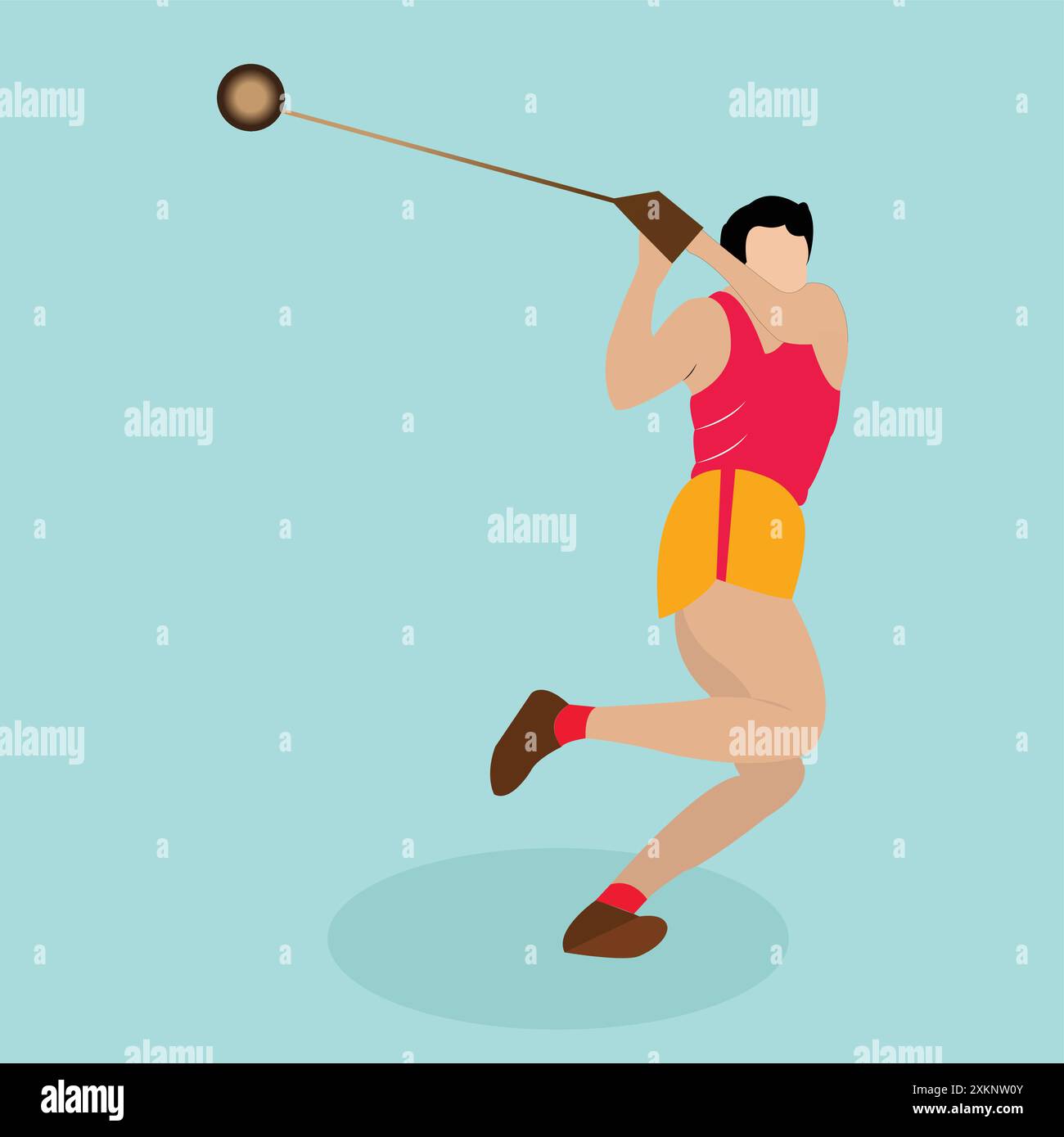 Vector illustration of young man playing olympic hammer throwing in the ...