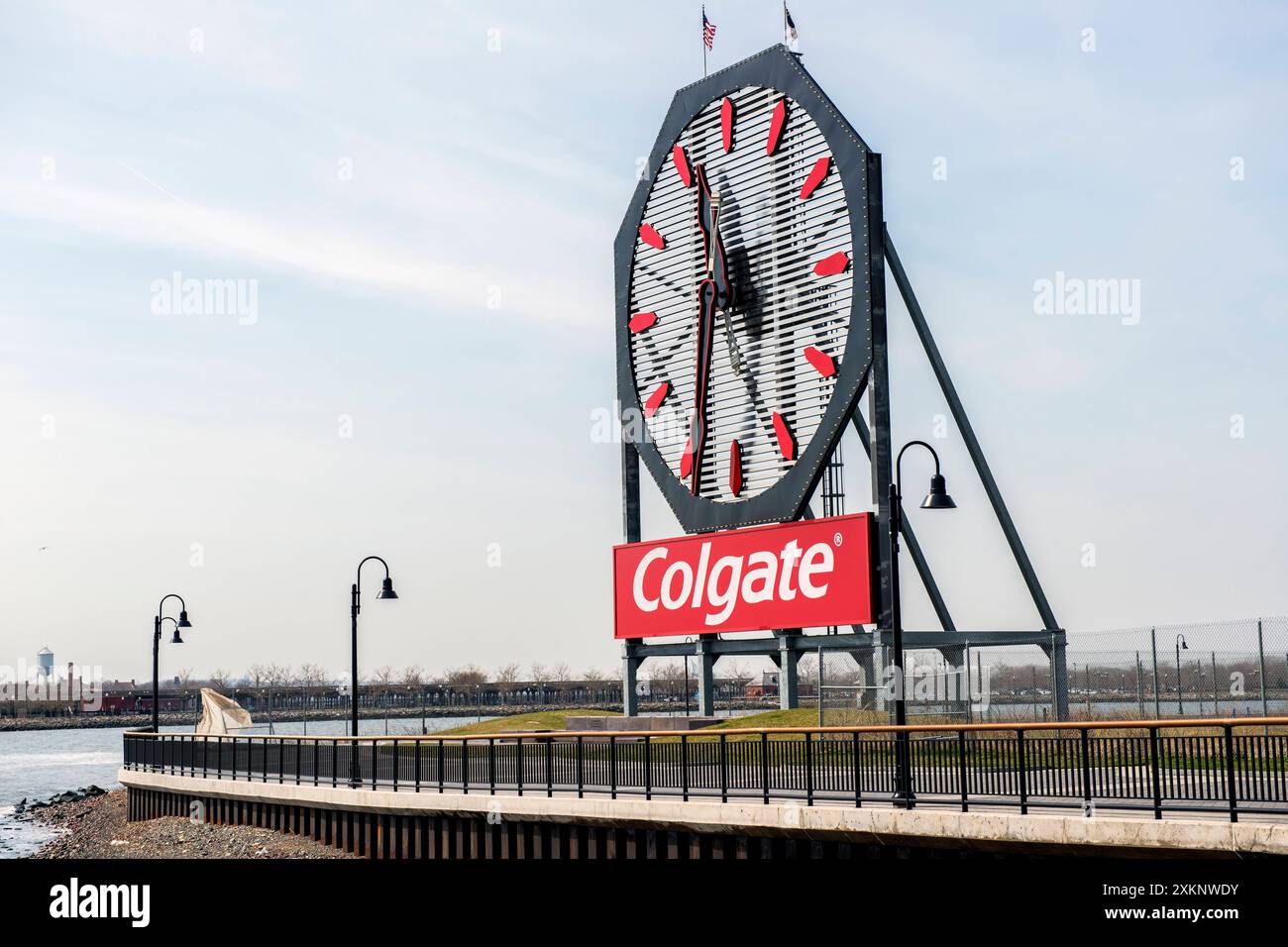 Colgate Clock Colgate clock on the Hudson River shoreline. Jersey City ...
