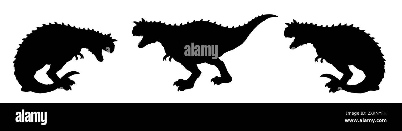 Black silhouette drawing with the predatory dinosaur Carnotaurus ...