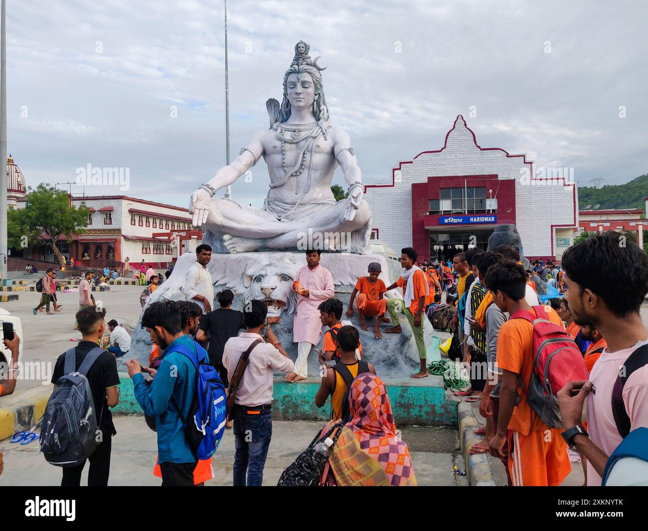 Lord Shiva statue on the banks of the sacred Ganges River in Haridwar ...