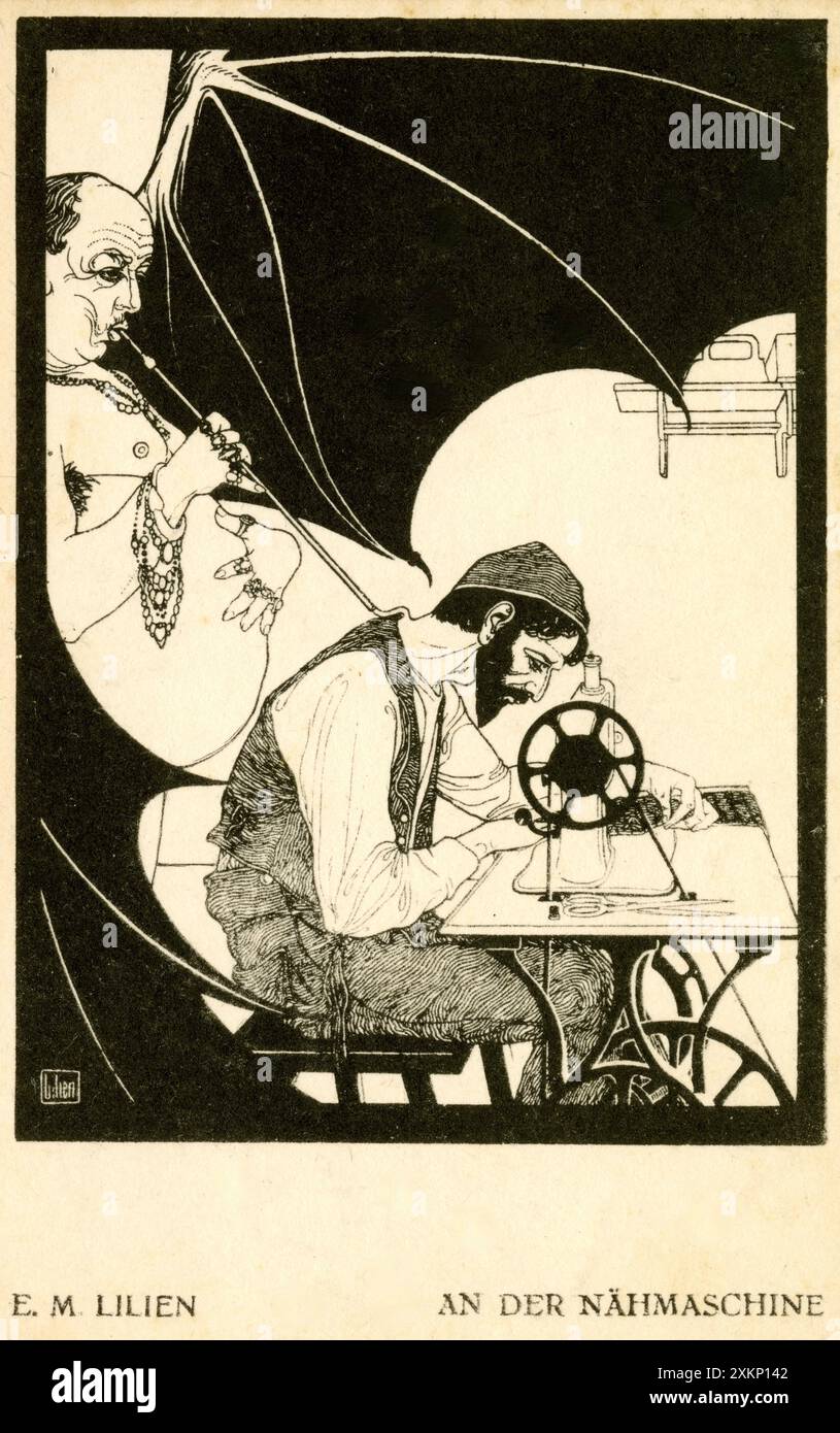 Ephraim Moses Lilien Illustration from 'Lieder des Ghetto' by Morris ...