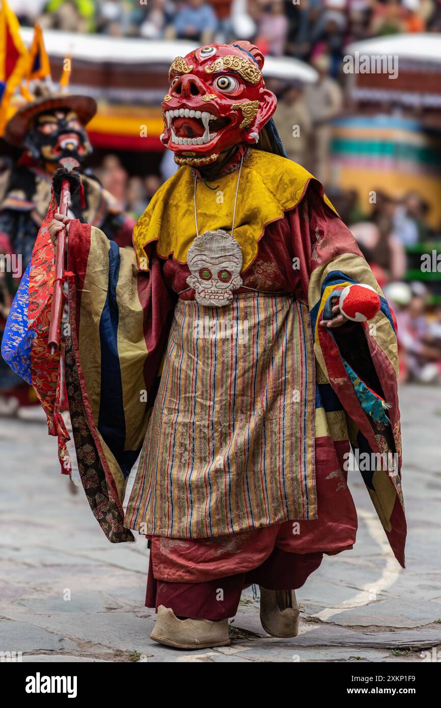 Colorful mask dance also called cham dance being performed at Hemis ...