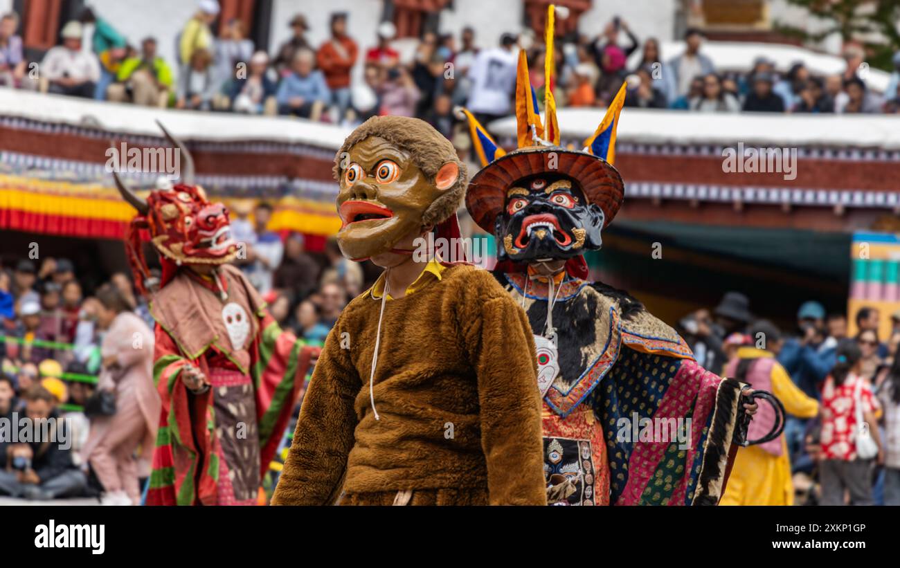 Colorful mask dance also called cham dance being performed at Hemis ...