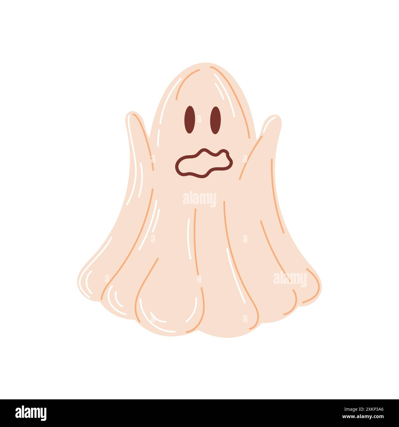 Spooky ghost in flat style. Emotional Halloween phantom, surprised ...