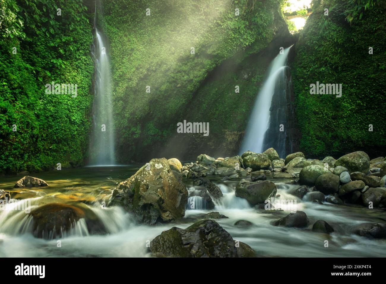 Photo of a waterfall in the forest area of Mount Barisan Sumatra at ...