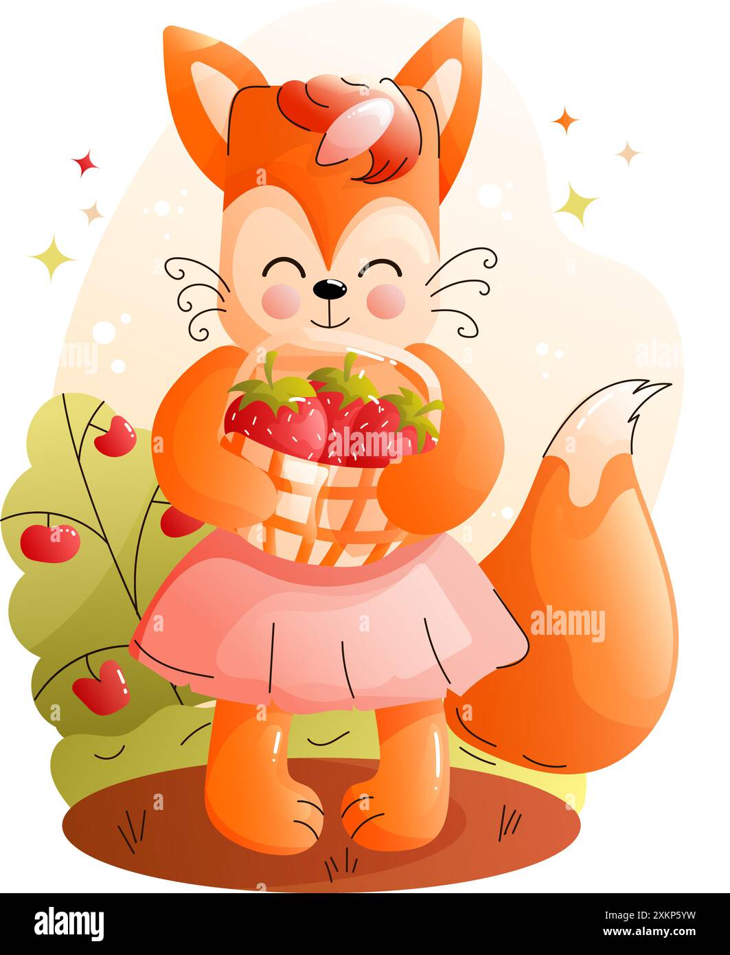 Childrens cute poster with cartoon fox Stock Vector Image & Art - Alamy