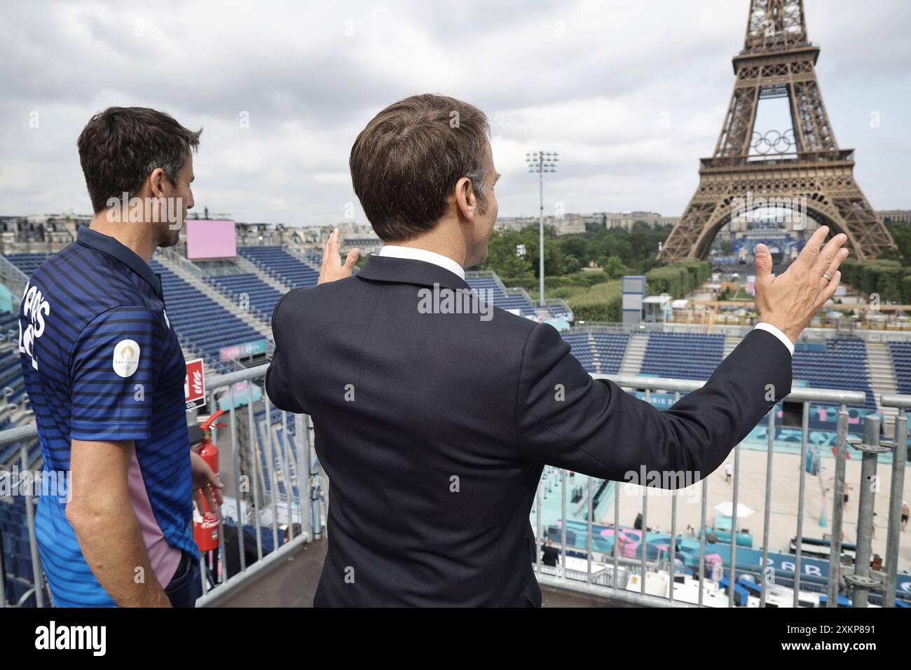 French President Emmanuel Macron and Tony Estanguet, left, President of ...