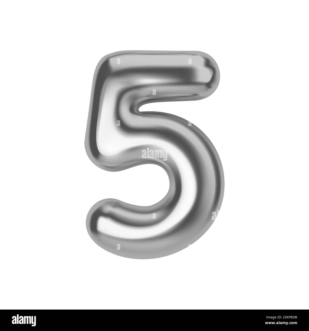 Silver number 5. Foil and latex balloon number five in 3d style ...