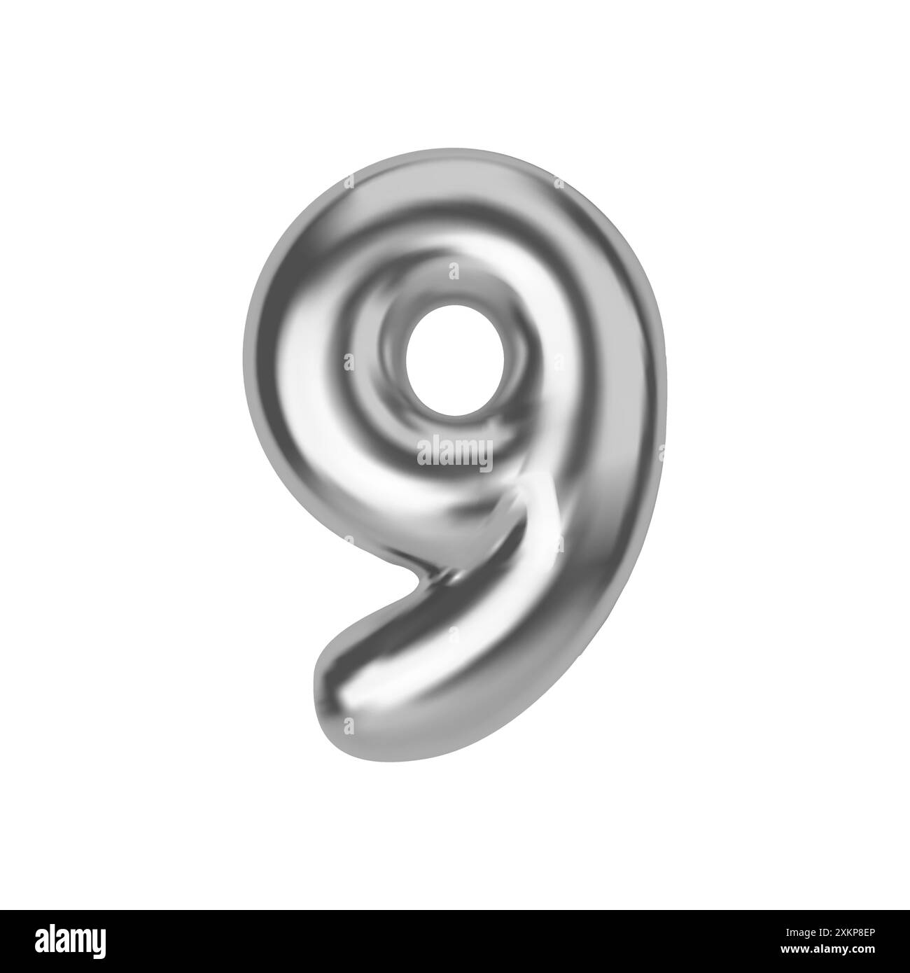 Silver number 9. Foil and latex balloon number nine in 3d style ...