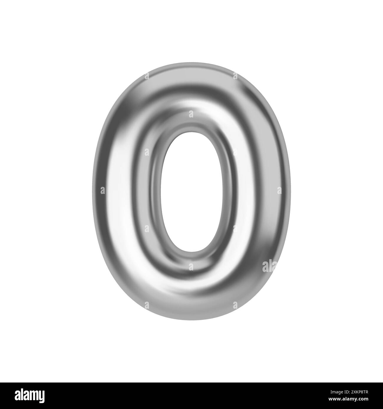 Silver number 0. Foil and latex balloon number zero in 3d style ...