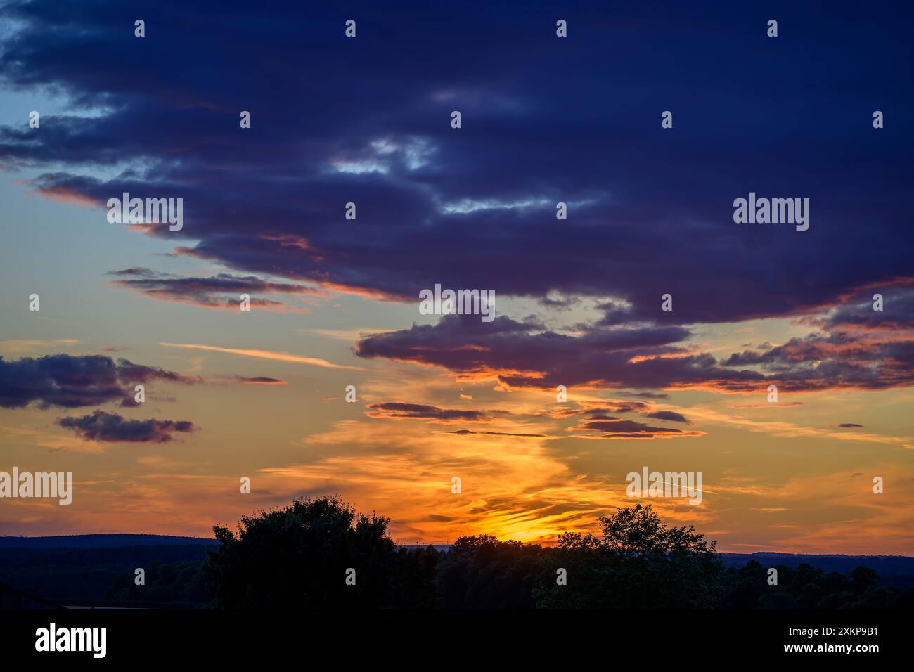 A dramatic skyline, vivid, dawn skyline, dusk skyline, radiant orange ...