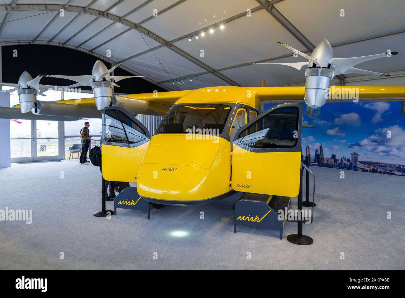 Wisk, autonomous electric air taxi on display inside a chalet at the ...