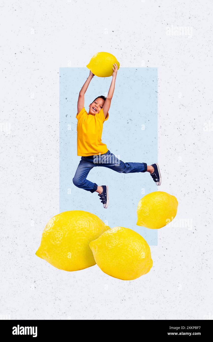 Composite trend artwork sketch image collage of copyspace young boy ...