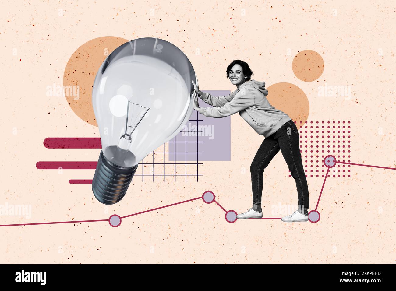 Composite trend artwork sketch collage of office manager young lady ...