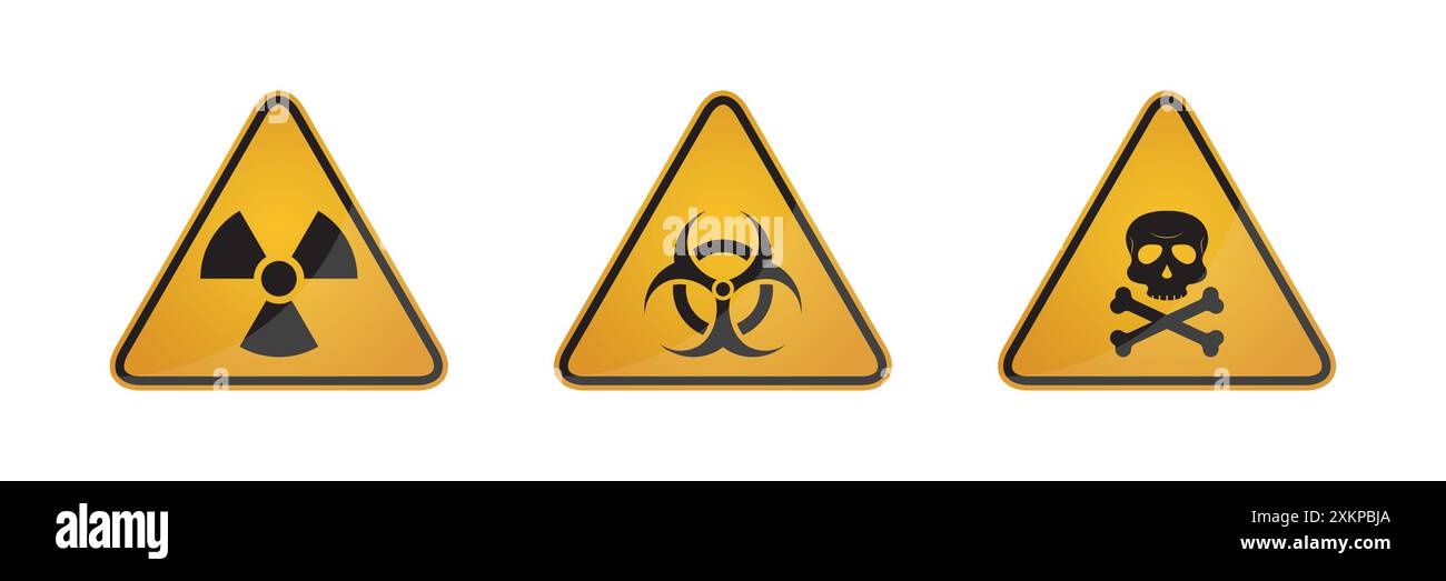 Warning danger triangle yellow sign. Caution toxic biohazard. Symbol of ...