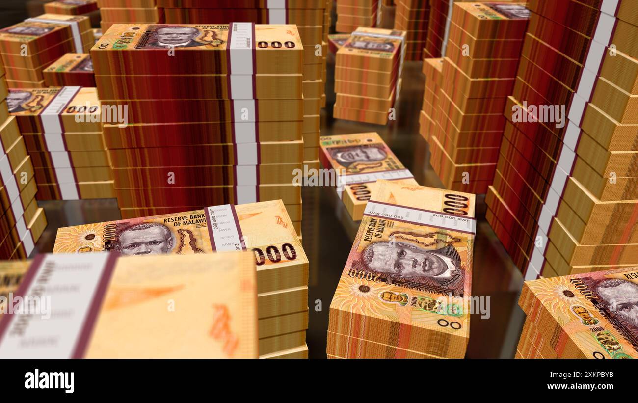 Malawi money Malawian kwachas money pack 3d illustration. 2000 MWK ...
