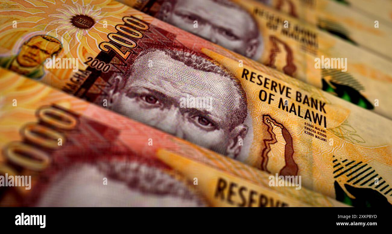 Malawian kwachas money printing 3d illustration. 2000 MWK banknote ...
