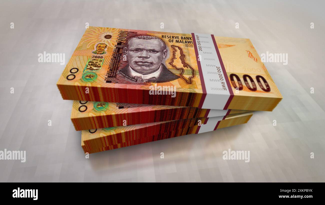 Malawi money Malawian kwachas money pack 3d illustration. 2000 MWK ...