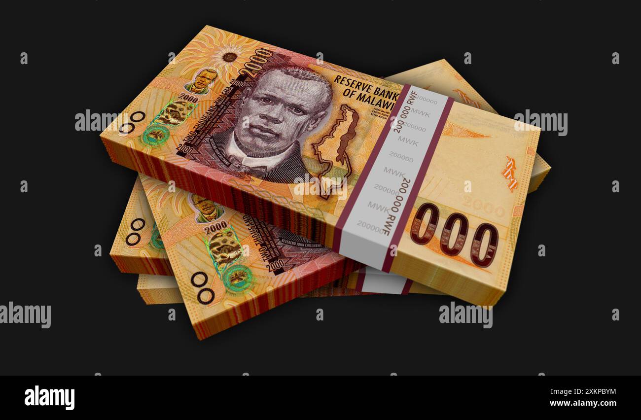 Malawi money Malawian kwachas money pack 3d illustration. 2000 MWK ...