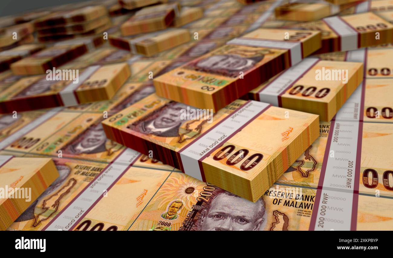 Malawi money Malawian kwachas money pack 3d illustration. 2000 MWK ...