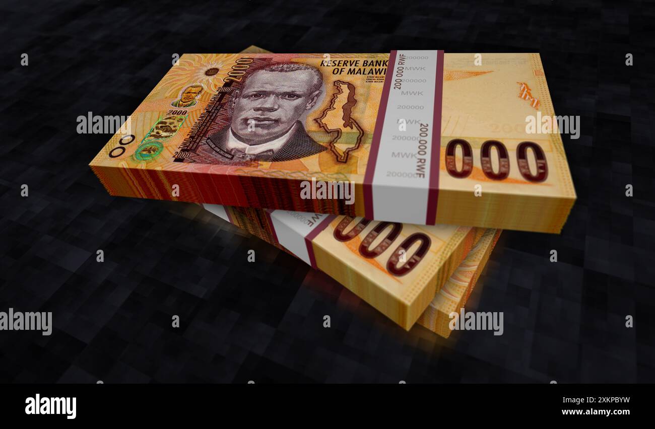 Malawi money Malawian kwachas money pack 3d illustration. 2000 MWK ...