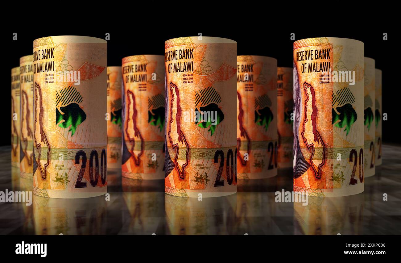 Malawi money Malawian kwachas money rolls 3d illustration. 2000 MWK ...