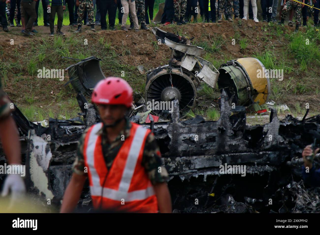 General view of the Saurya Airlines, crashed at Tribhuvan International ...