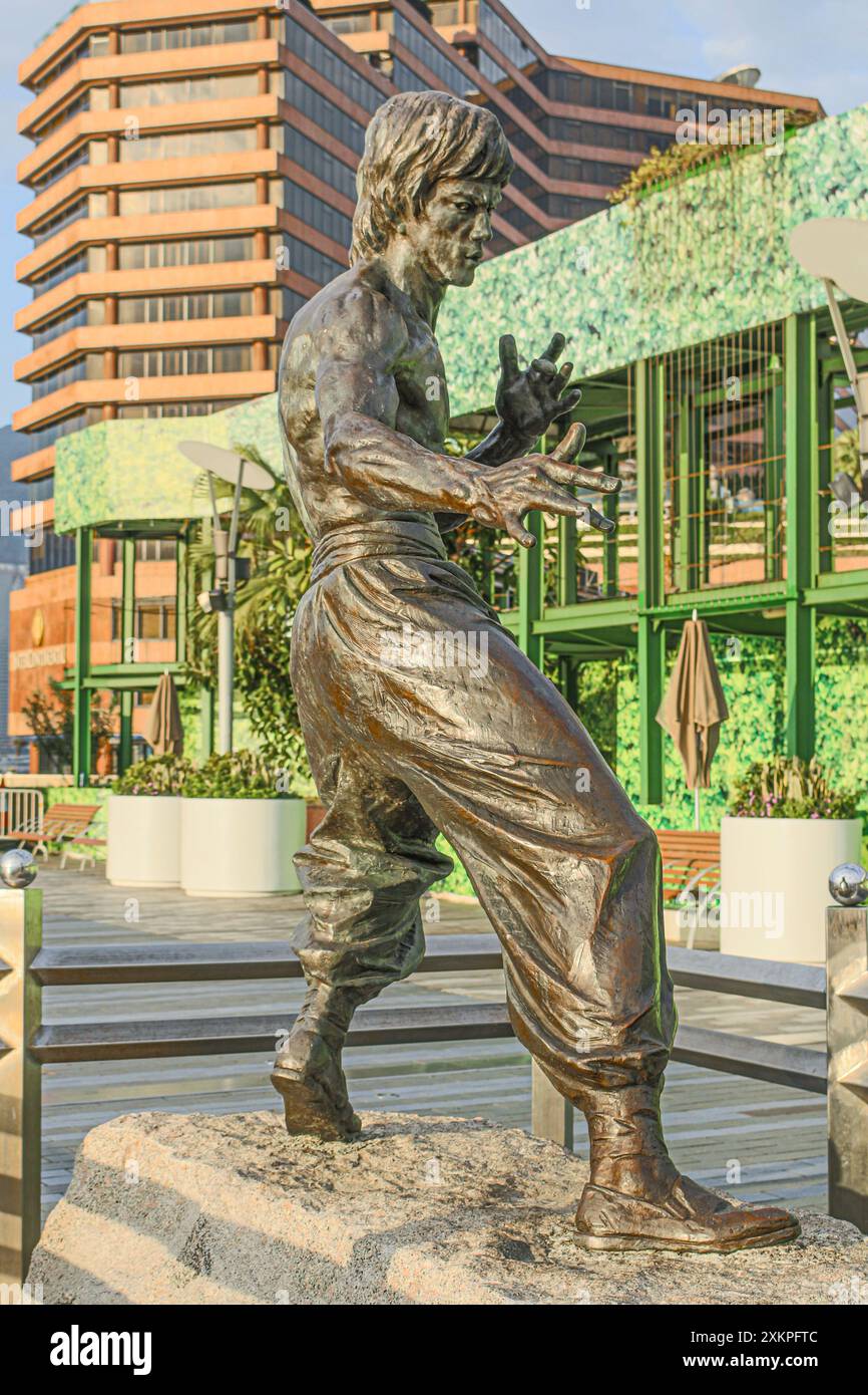 Bronze statue by Cao Chong-En of the iconic martial artist Bruce Lee ...
