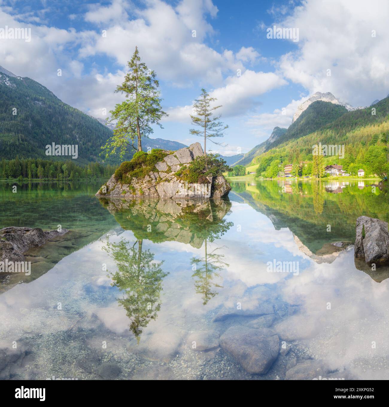 View of Hintersee lake in Berchtesgaden National Park Bavarian Alps ...
