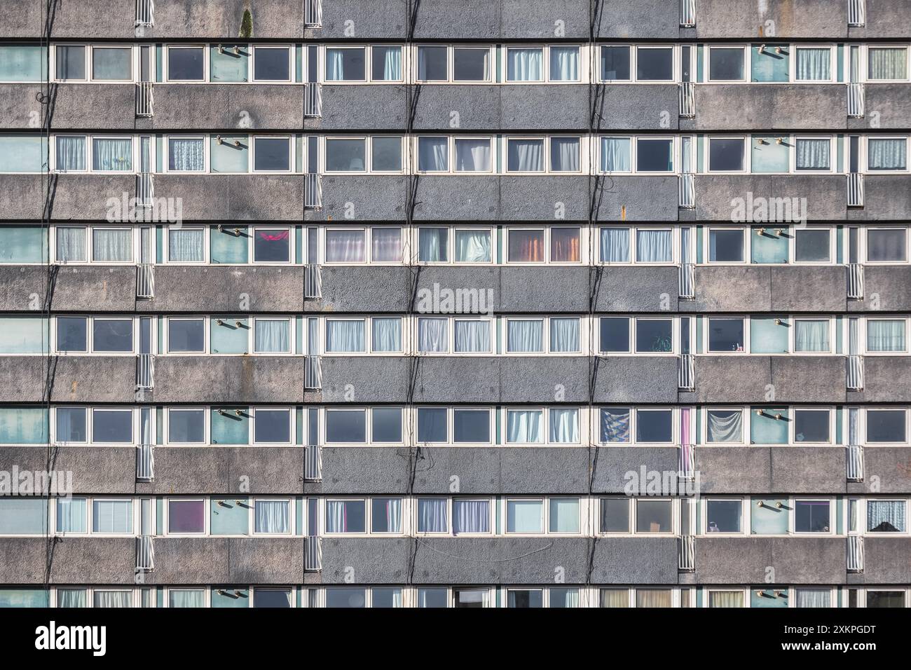 Facade of a council housing tower block Lulworth House on the Agar ...