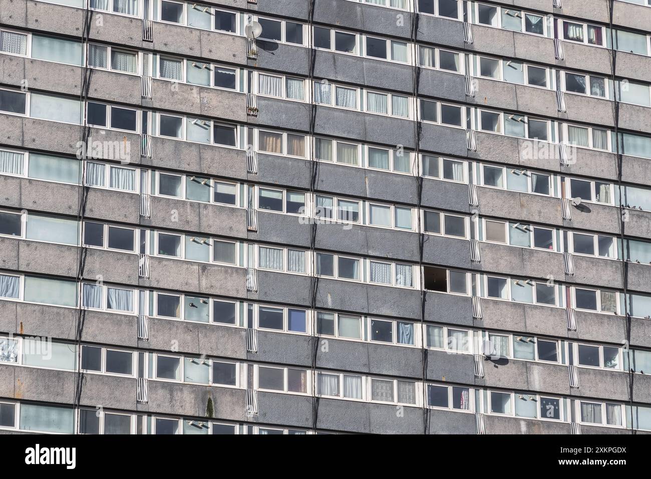 Facade of a council housing tower block Lulworth House on the Agar ...