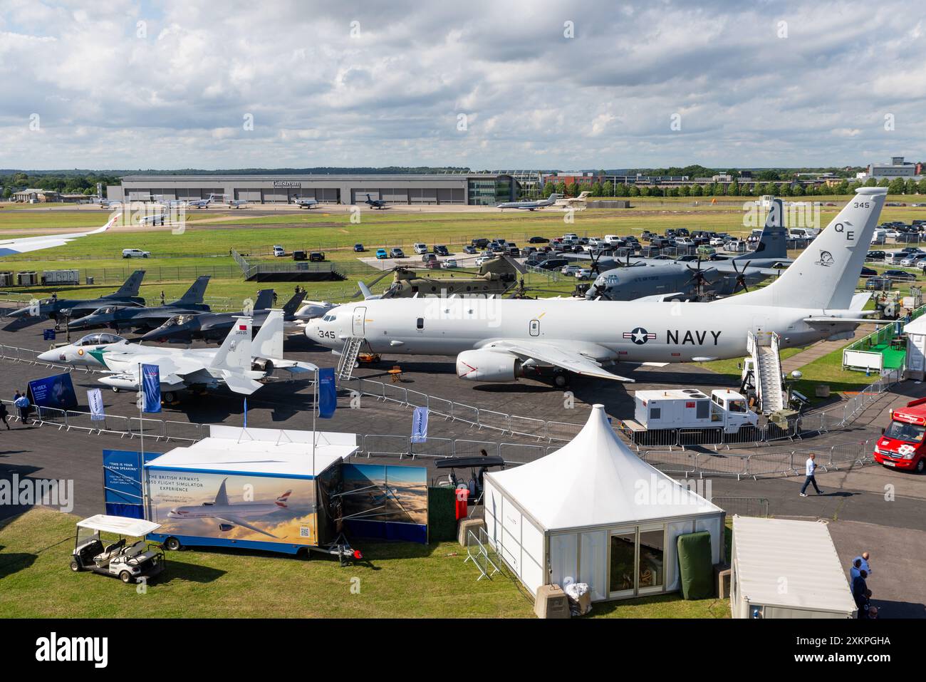 American military aircraft at the Farnborough International Airshow ...