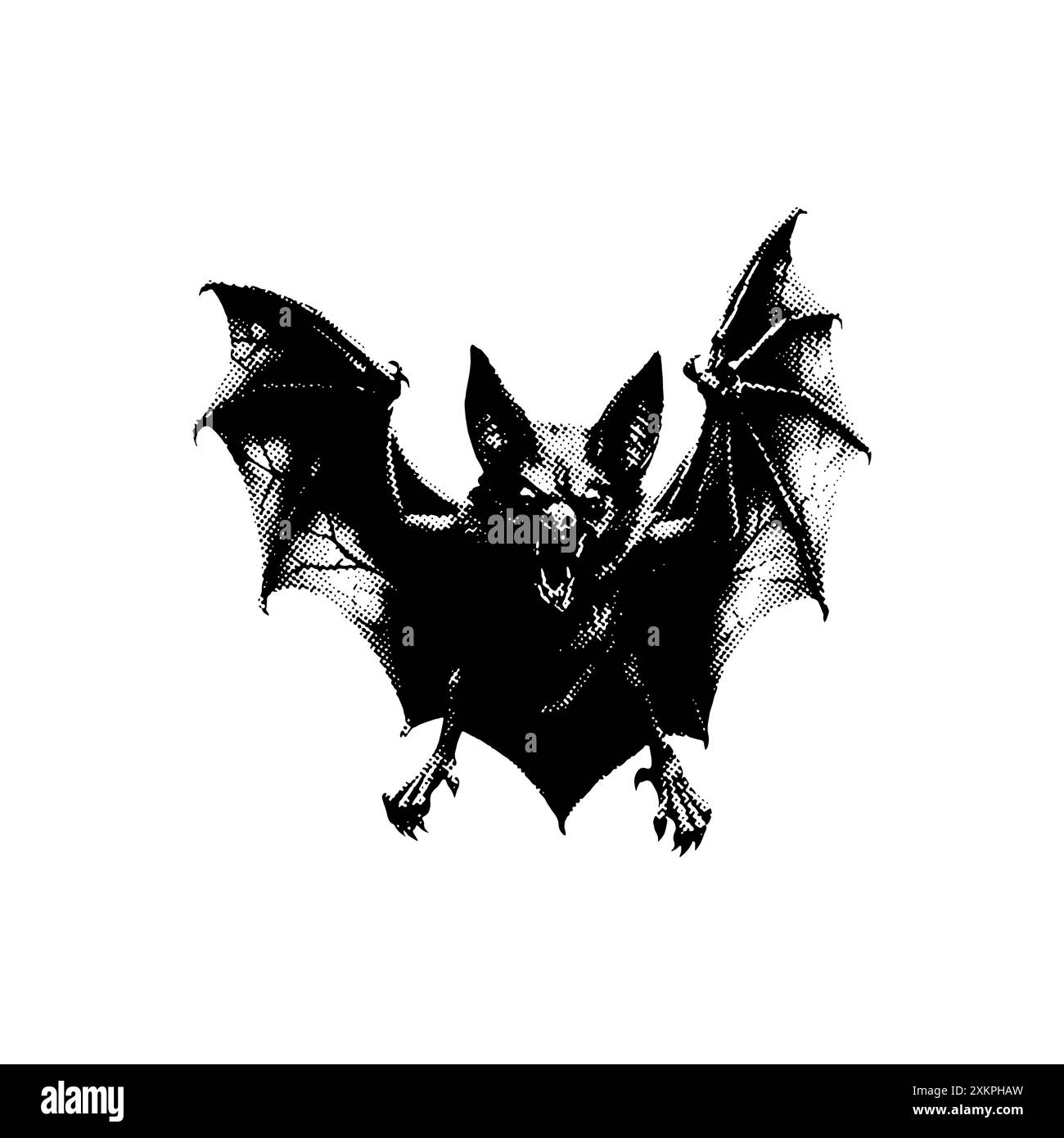 Halftone bat, Halloween collage element. Isolated on a white background ...