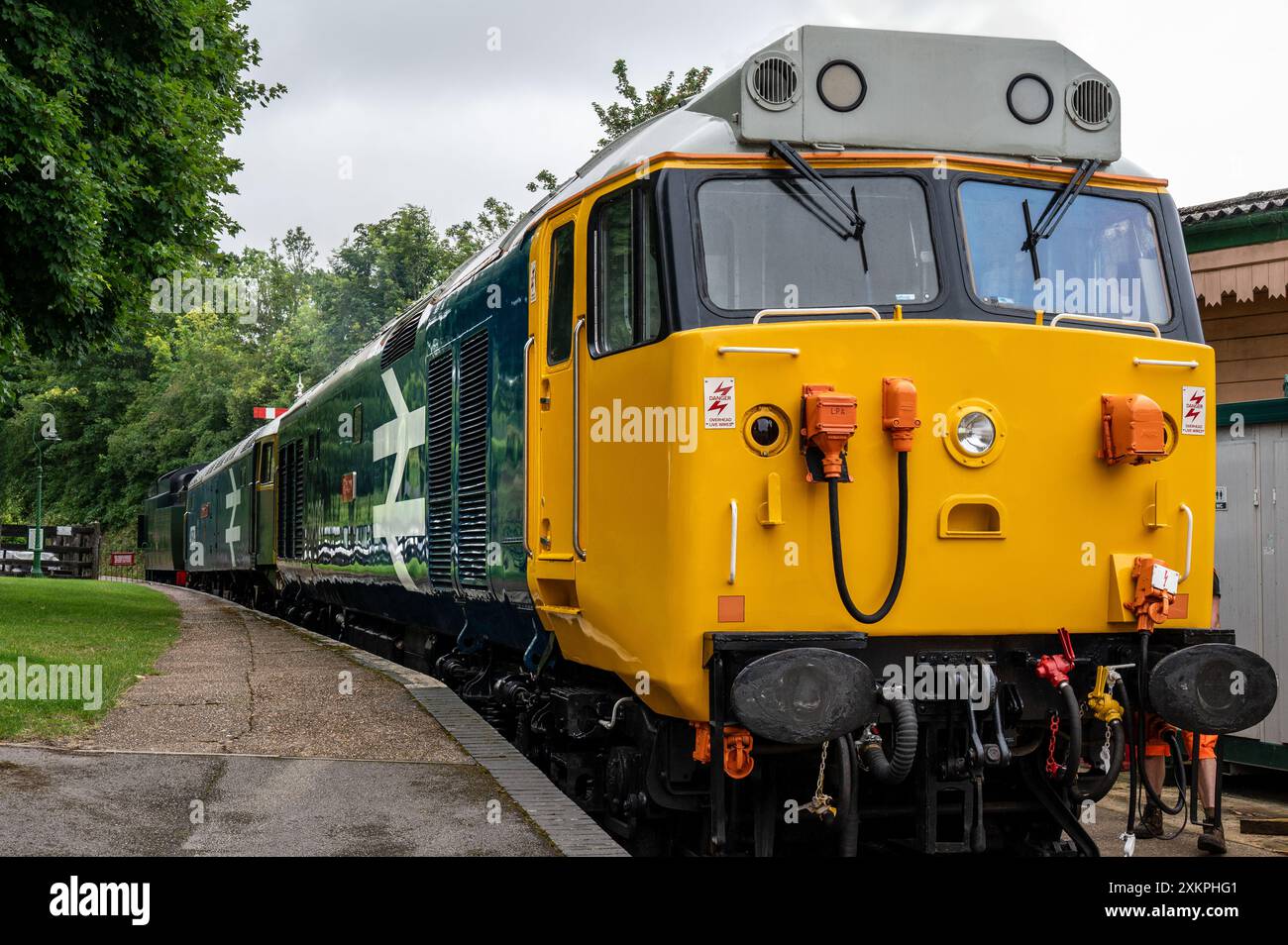 Old diesel train parked in a siding at Alresford on the Watercress Line ...