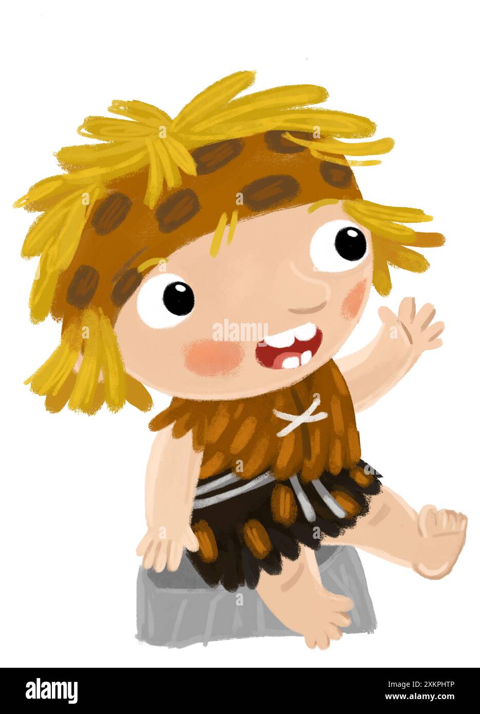 cartoon ancient prehistoric caveman cave boy character isolated ...