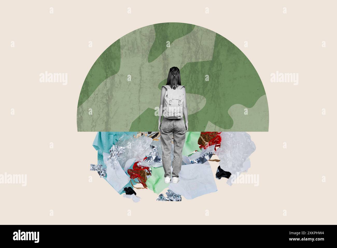 Collage picture image banner of responsible volunteer cleaning garbage ...