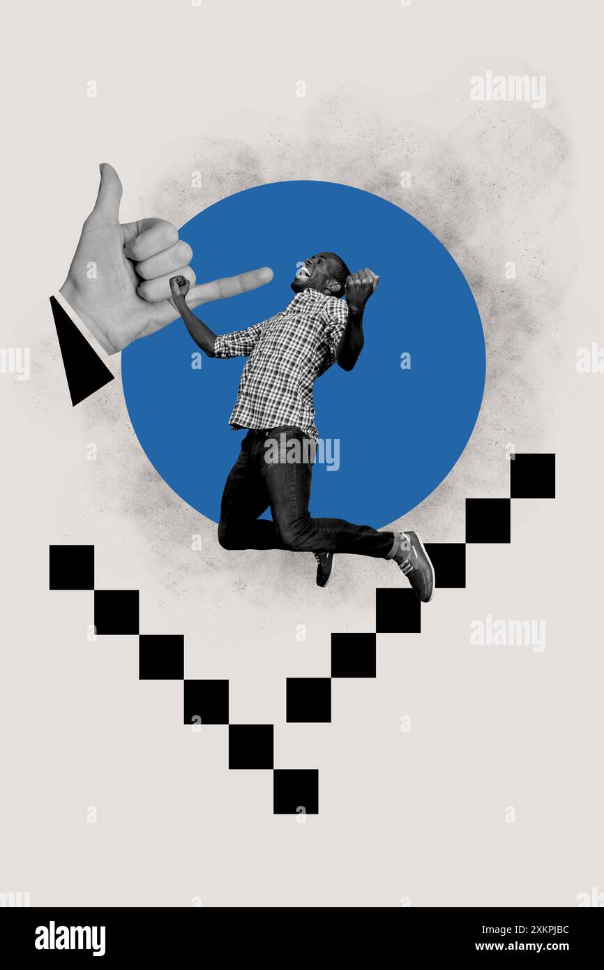 Composite trend artwork sketch photo collage of monochrome young guy ...